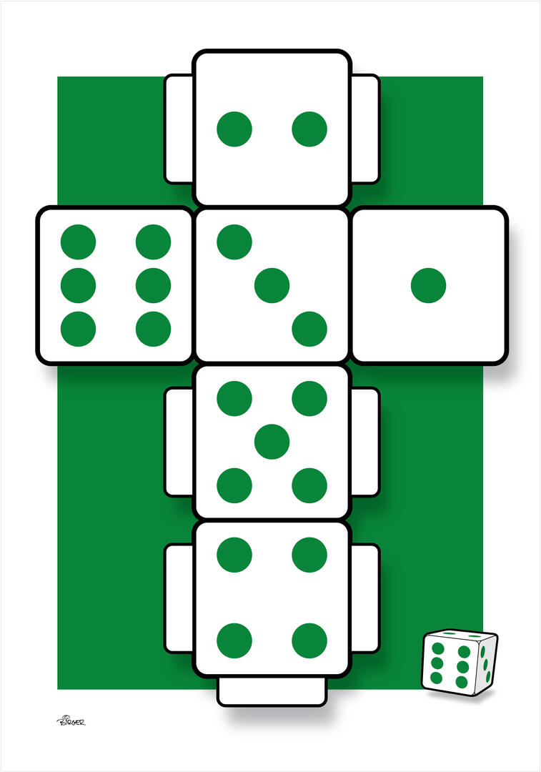 Terning/Dice fold-out | Green 35 x 50 cm: | ArtPrint&more