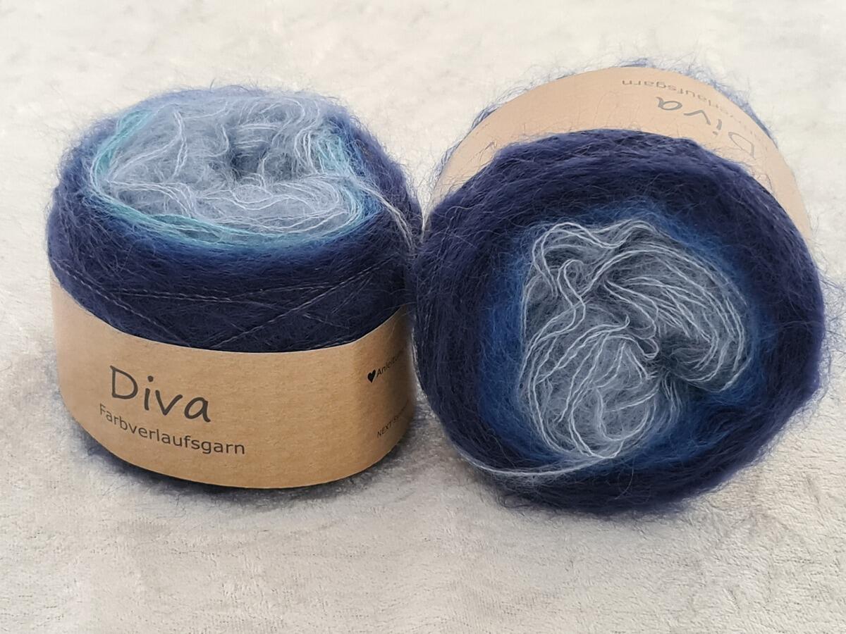 Diva SuperKidMohair + Silke | Dark blue/light blue | garn-universet.dk